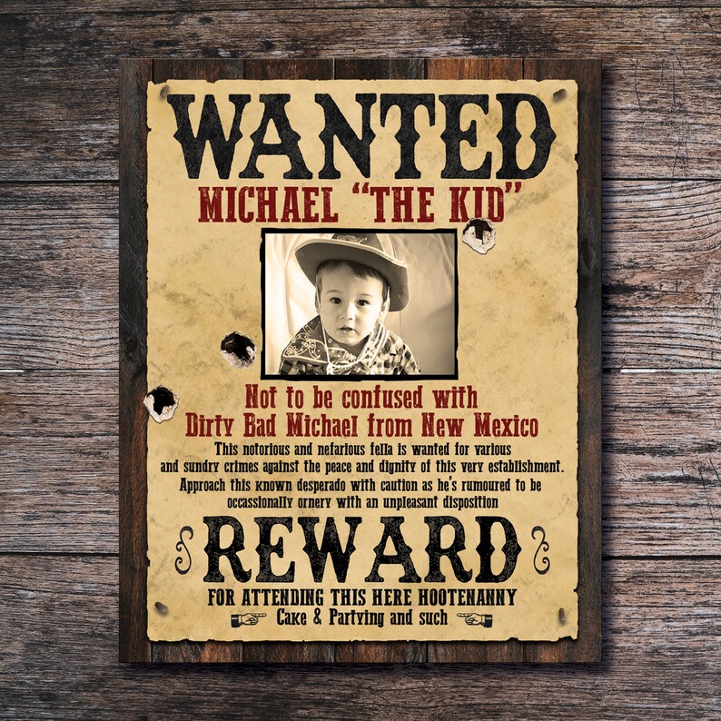 Wanted Poster, Custom Wanted Poster, Cowboy Party Wanted Poster, Kids ...