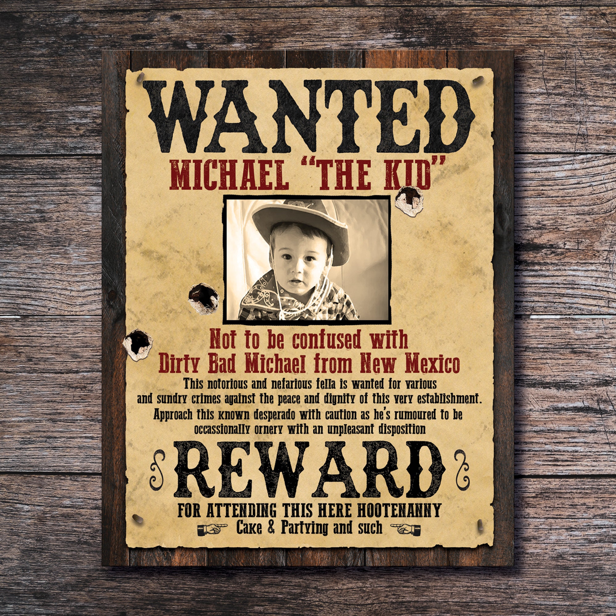 Wanted Poster Custom Wanted Poster Cowboy Party Wanted Poster Kids ...