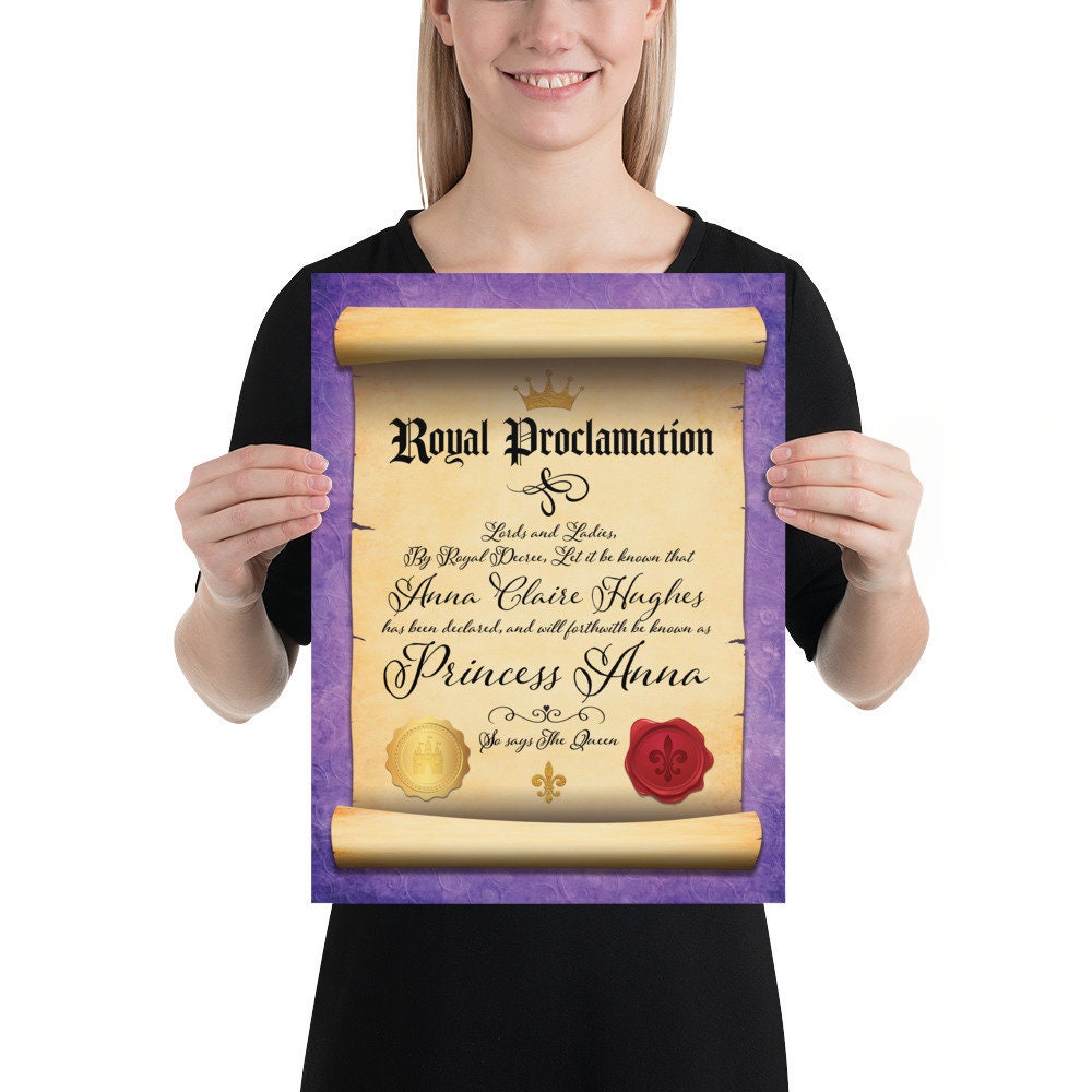 Custom Princess Proclamation Scroll - PRINT / Little Girl Art / Nursery ...