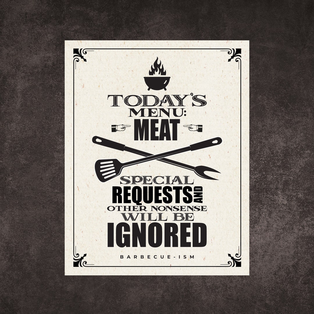 Barbecue Quote 3 Barbecue Flyer Bbq Quote Bbq Flyer Funny Kitchen Decor ...