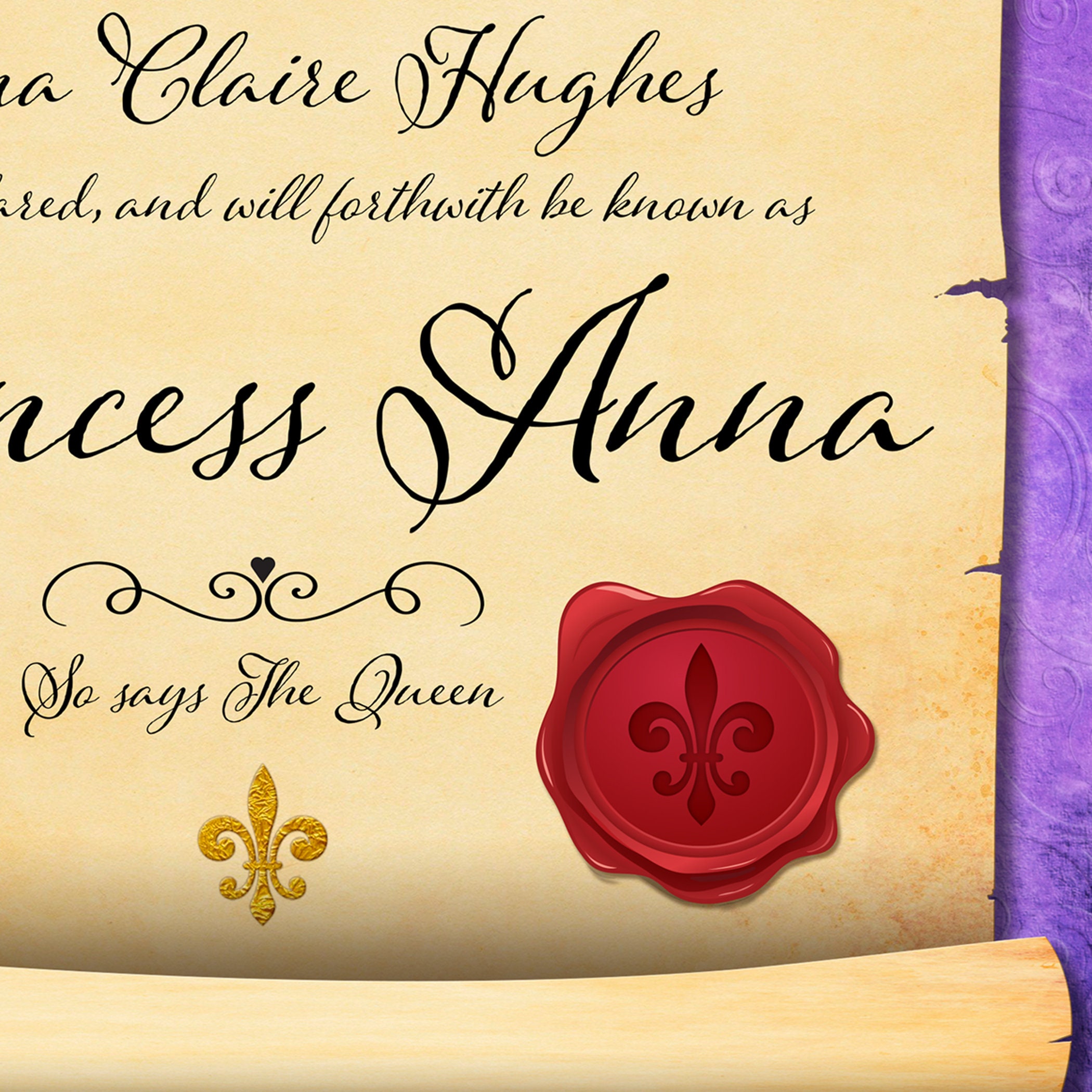 Custom Princess Proclamation Scroll - PRINT / Little Girl Art / Nursery ...