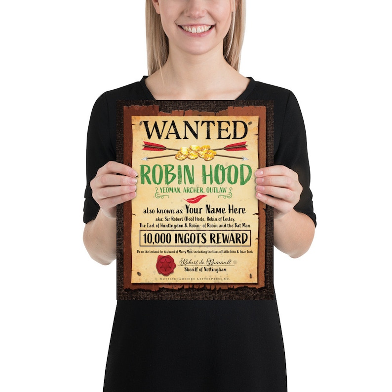 Custom Robin Hood Wanted Poster, Robin Hood Party Poster, Robin Hood ...