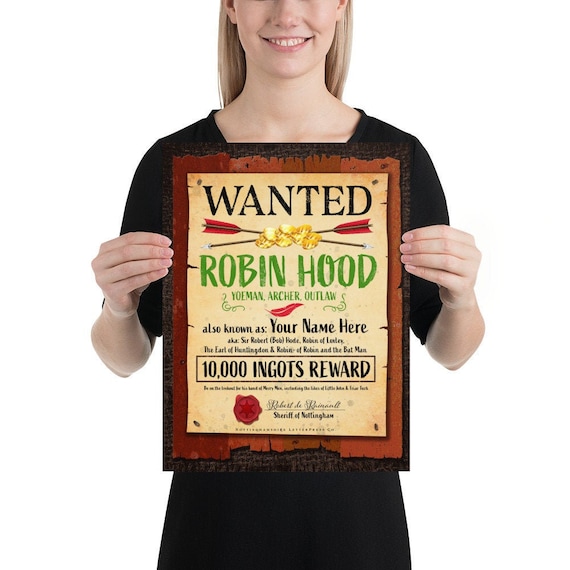 Custom Robin Hood Wanted Poster Robin Hood Party Poster Your | Etsy