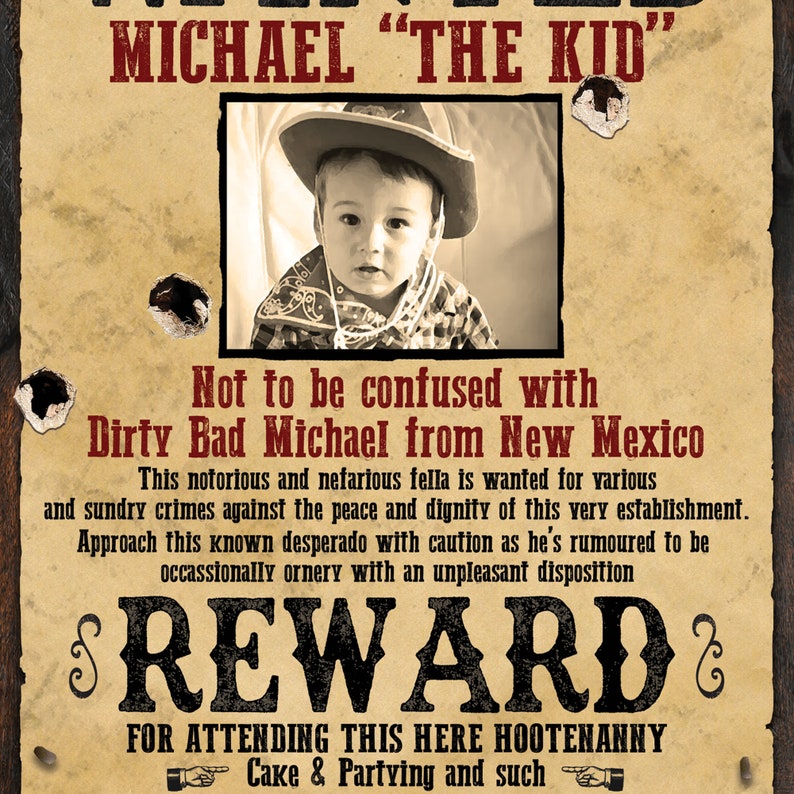 Custom Wanted Poster / Digital Download / Kids Party Wanted Poster ... Custom Wanted Poster / Digital Download / Kids Party Wanted Poster ...