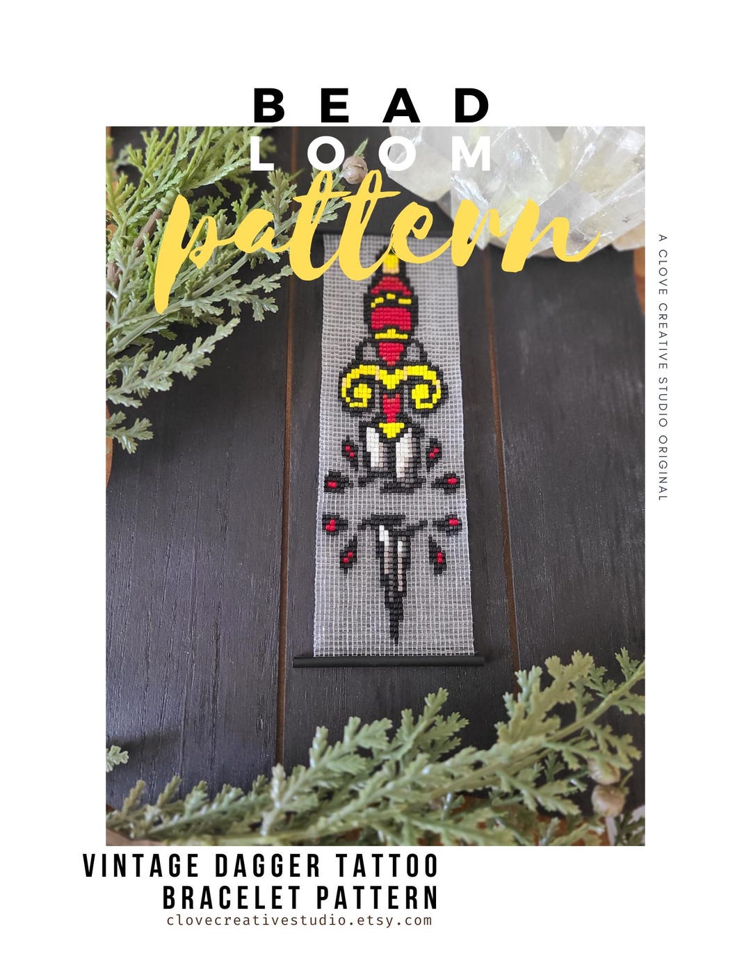 Vintage Dagger Tattoo Bead Loom Bracelet Pattern / Loom Bead Pattern ...
