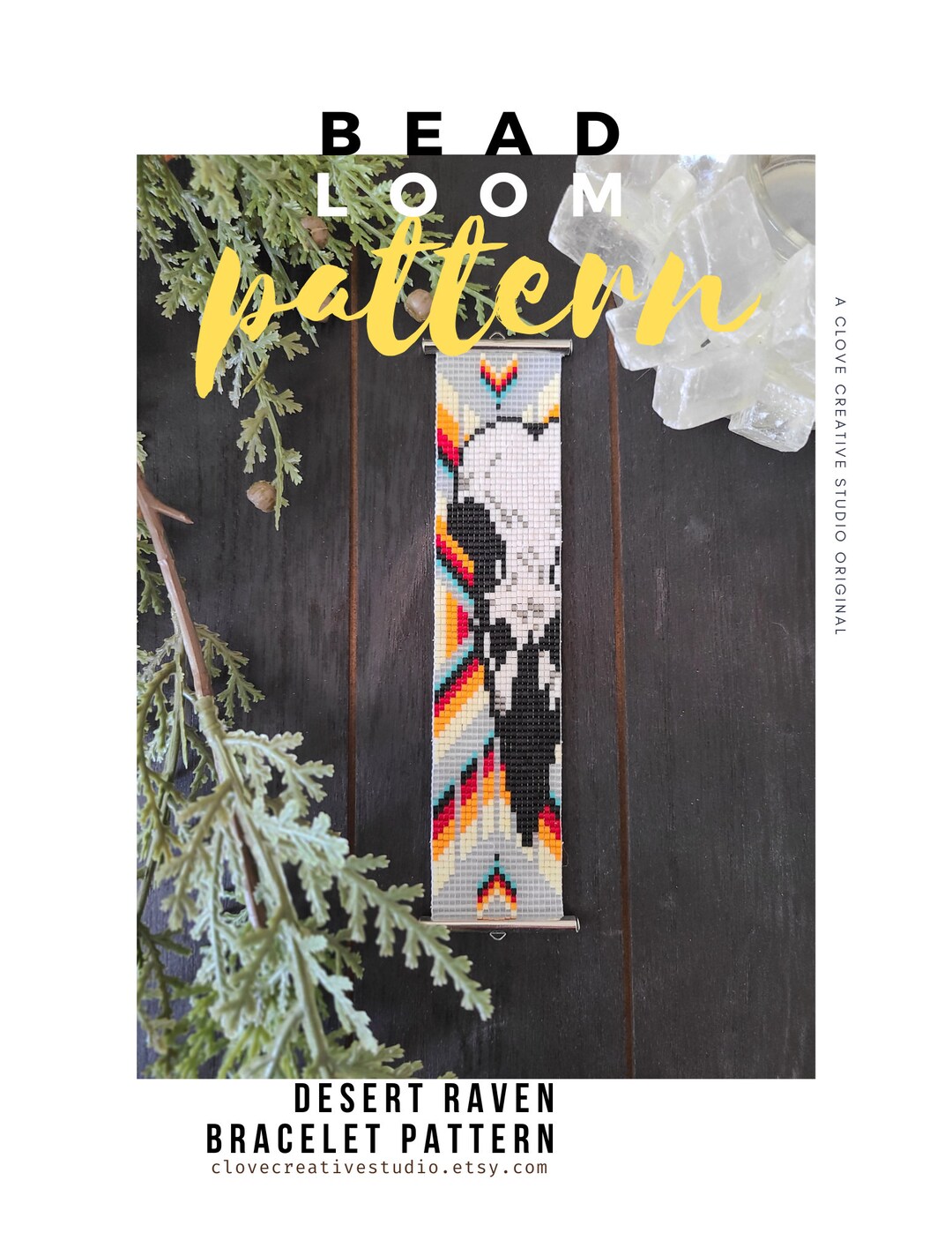 Desert Raven Seed Bead Bracelet Pattern/loom Pattern/cuff Bead Pattern ...