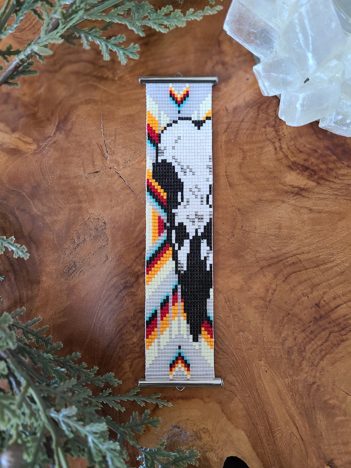 The Desert Skull Trio Seed Bead Bracelet Pattern/raven Bull Ram/bead ...