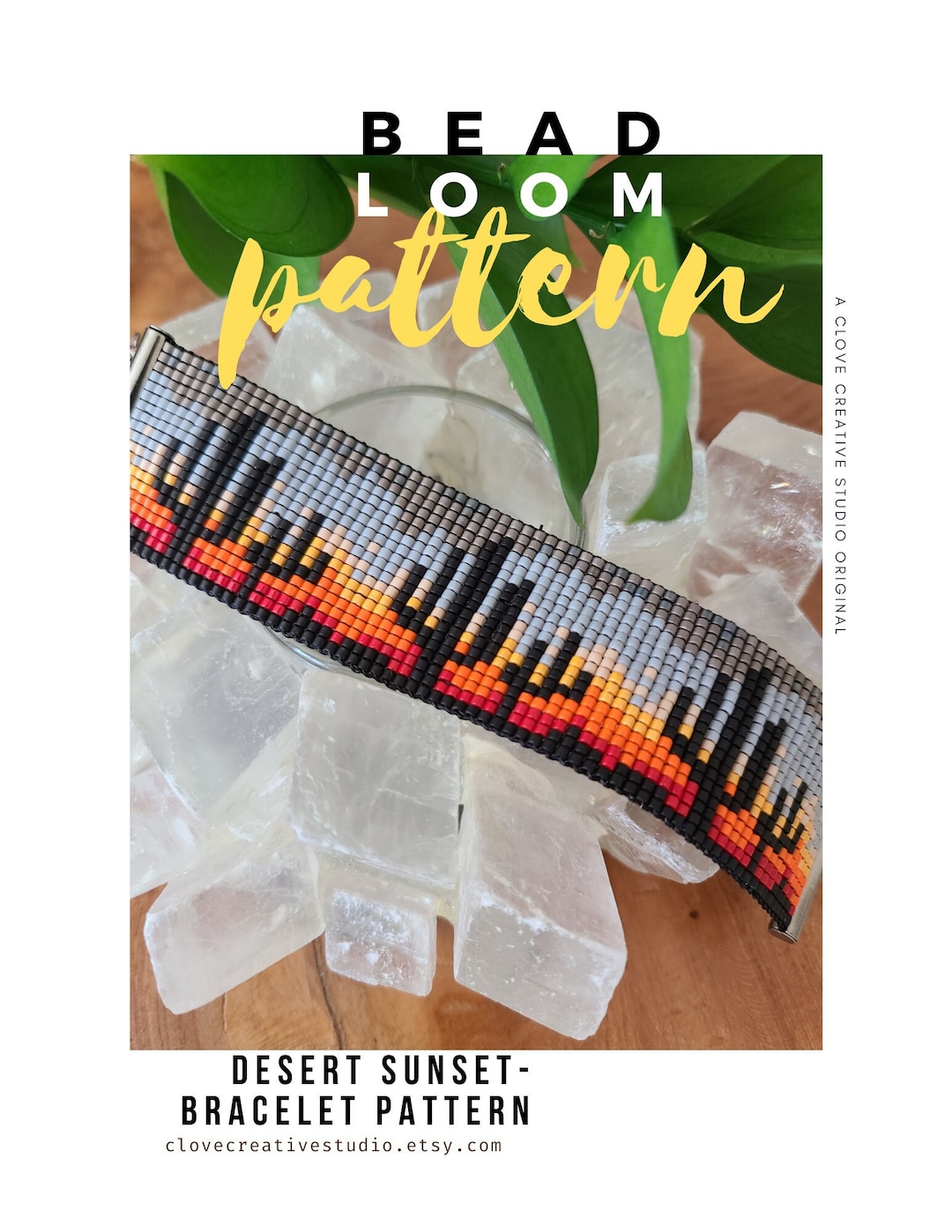 Desert Sunset Seed Bead Bracelet Pattern / Miyuki Delica PDF / Cuff Bead Pattern / Loom Beading ...