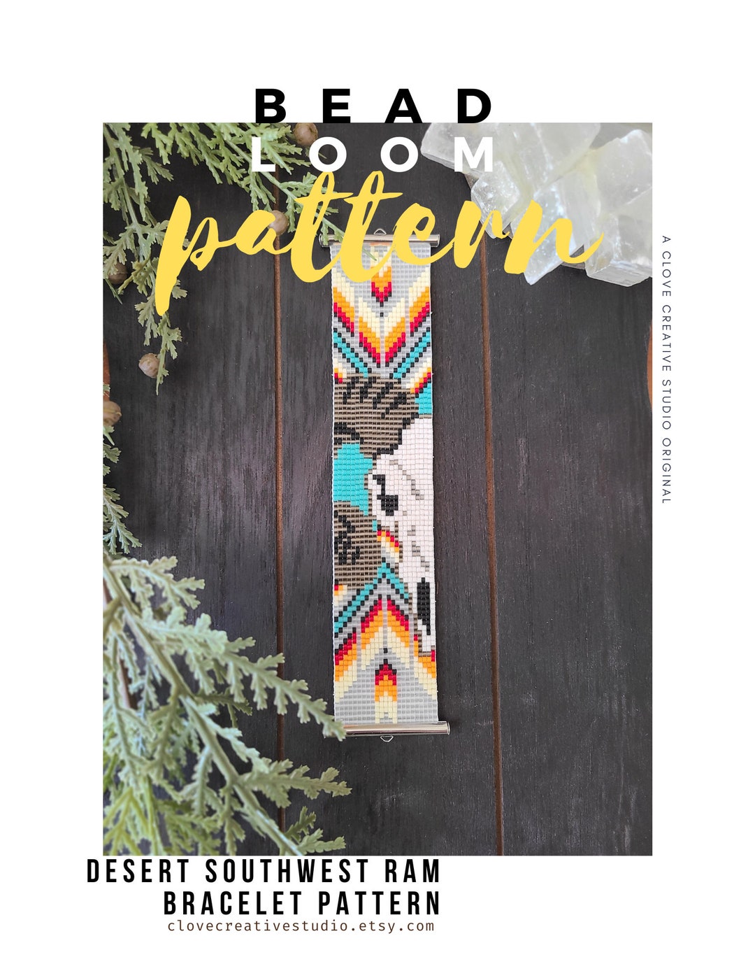 Desert Southwest Ram Bracelet Bead Loom Pattern/loom Bead Bracelet ...