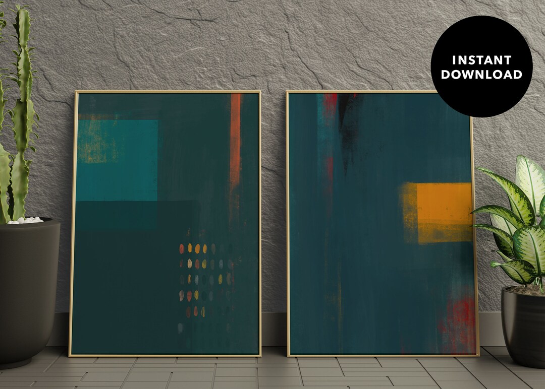 2 Piece Abstract Painting Set, Abstract Bedroom Print, Elegant Wall ...
