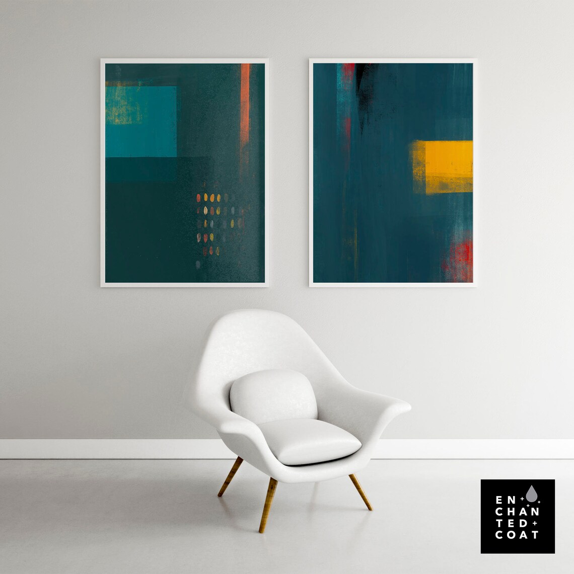 2 Piece Abstract Painting Set, Abstract Bedroom Print, Elegant Wall ...