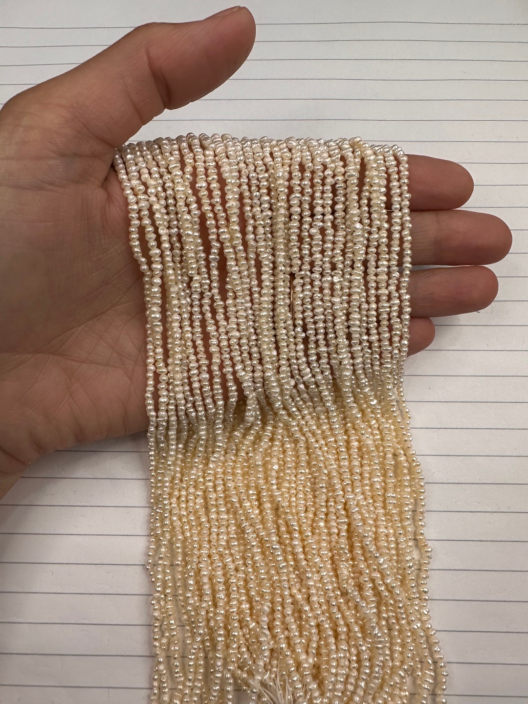 2mm Tiny Round Freshwater Seed Pearl Beads, Genuine Natural Pearls ...