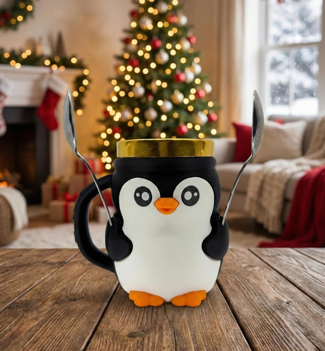 Cute Penguin Ice Cream Pint Holder & Spoon Rest - Hidden Snack Drawer ...