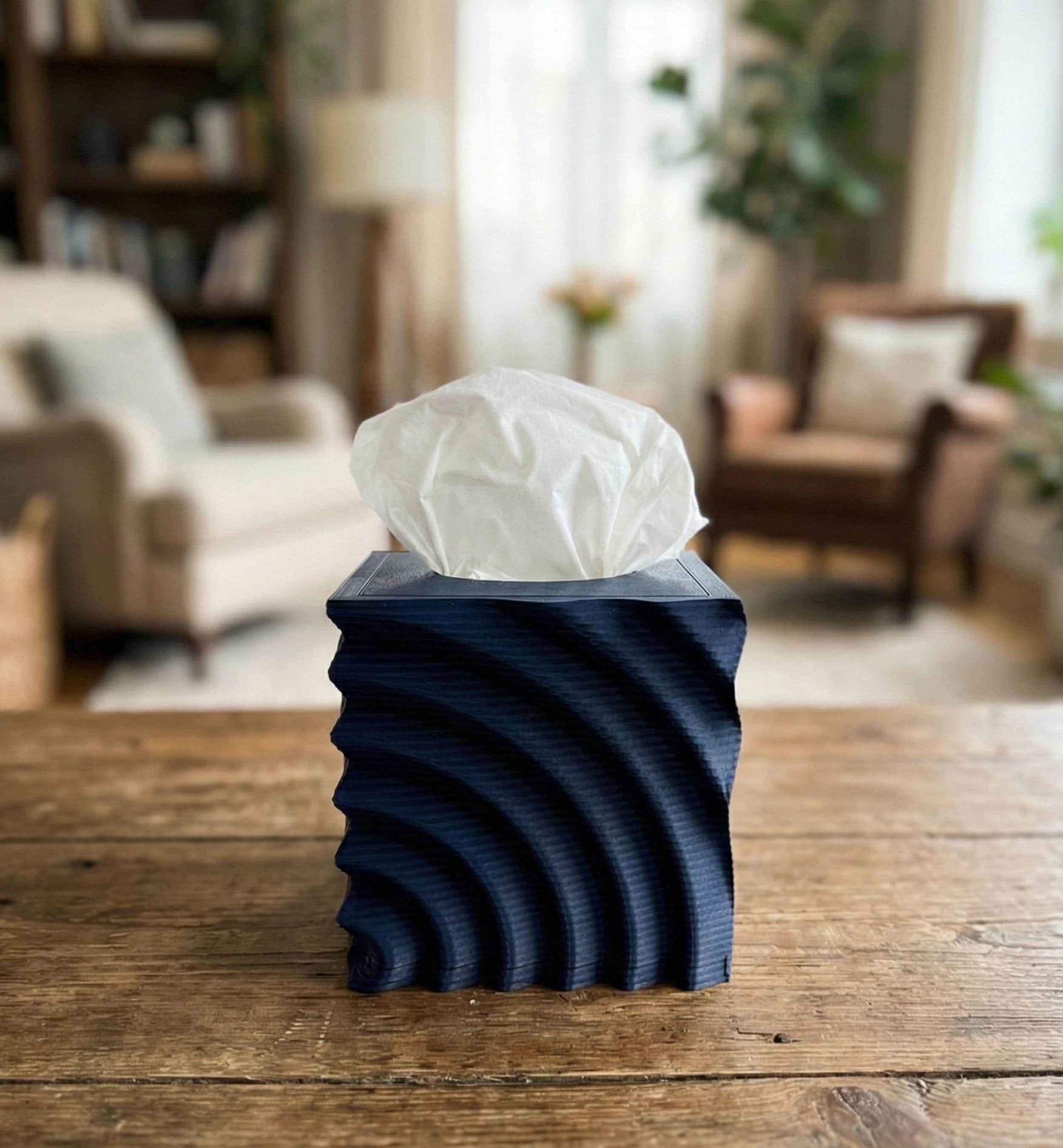 Modern Wave Tissue Box Cover | Square Napkin Dispenser for Bathroom or ...