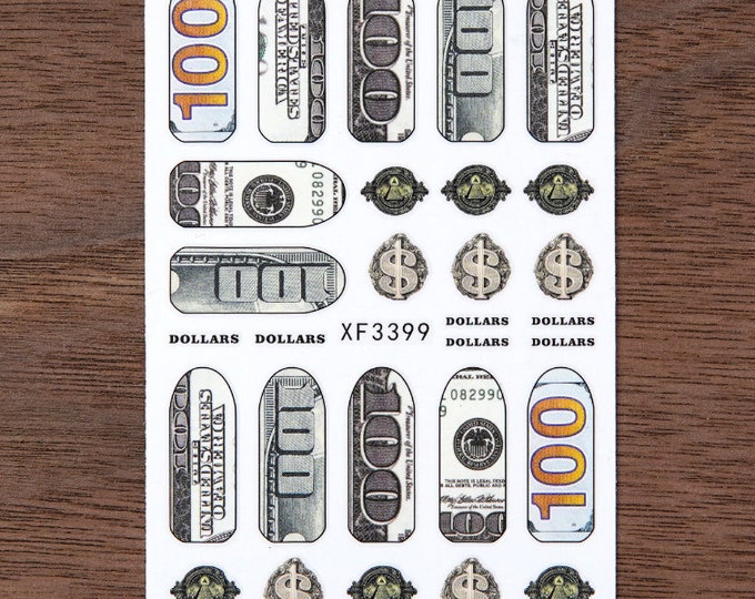 100 Dollar Bill Nail Stickers, Money Nail Decal Stickers, Nail Art ...