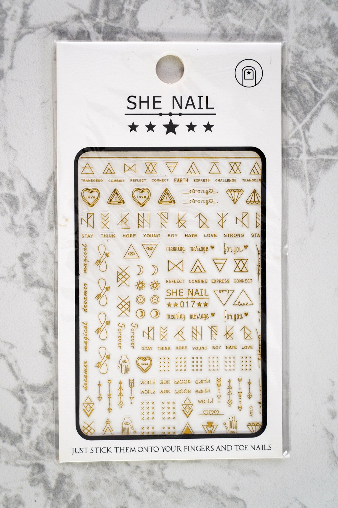 Nail Stickers Nail Art Stickers Nail Decals Gold Geometric Nail Decals ...