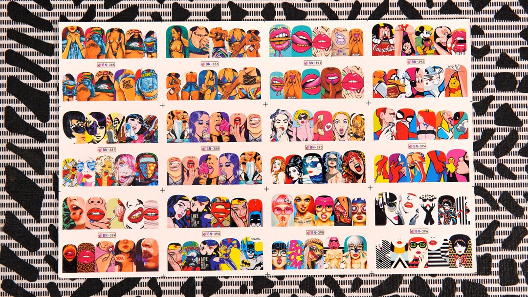 Nail Decals, Pop Art 1,popart, Water Nail Decals, Nail Art Decoration ...