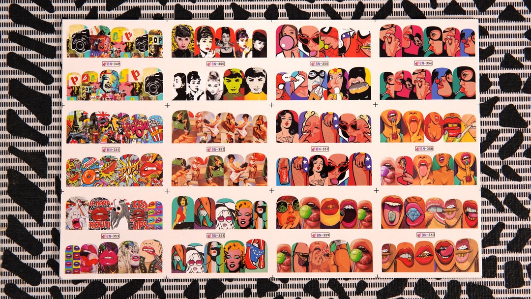 Nail Decals, Pop Art 2,popart, Water Nail Decals, Nail Art Decoration ...