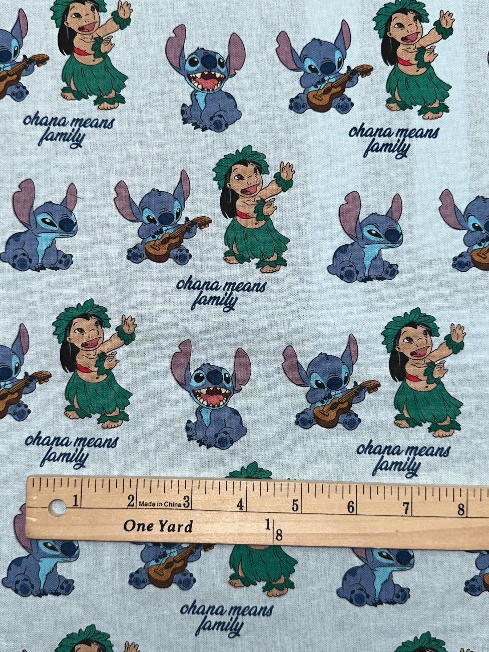 Lilo and Stitch Hawaii Ohana Means Family Cotton Fabric Remnant 13”x33 ...