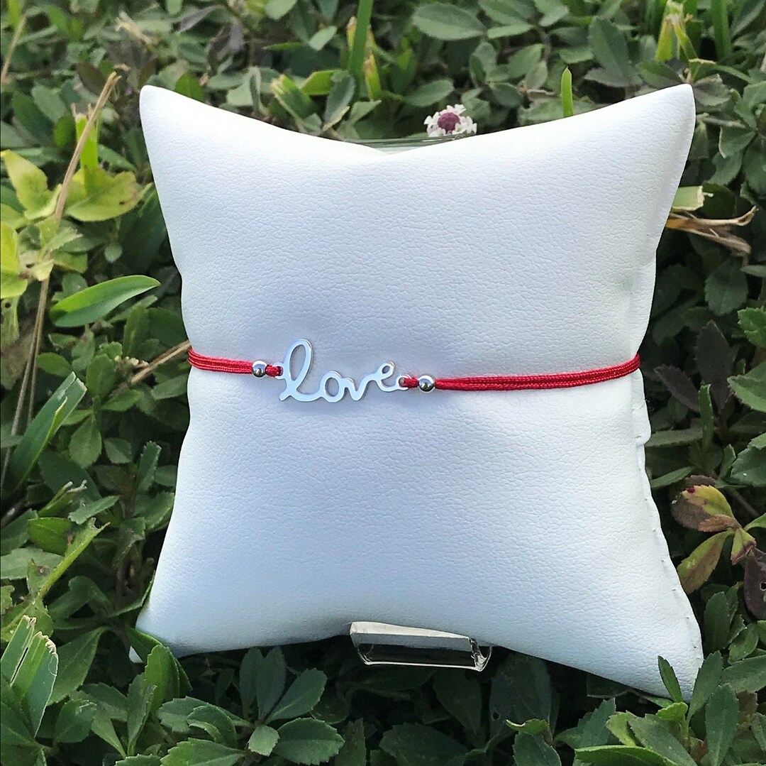 Love Bracelet. Silver Love Bracelet. Cursive Love Bracelet. Adjustable ...