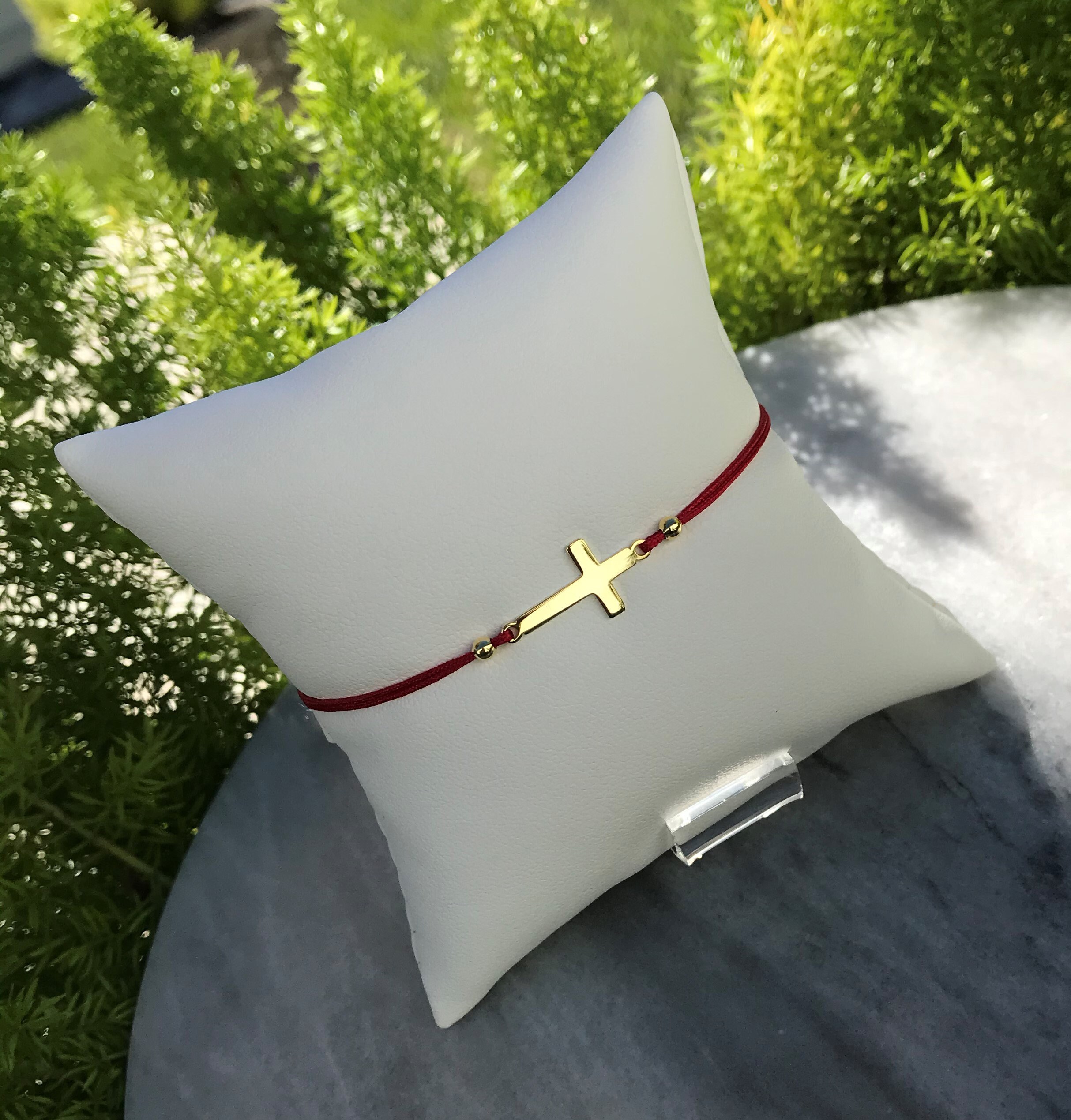 Gold Cross Bracelet. Plain Cross Bracelet. Adjustable String | Etsy