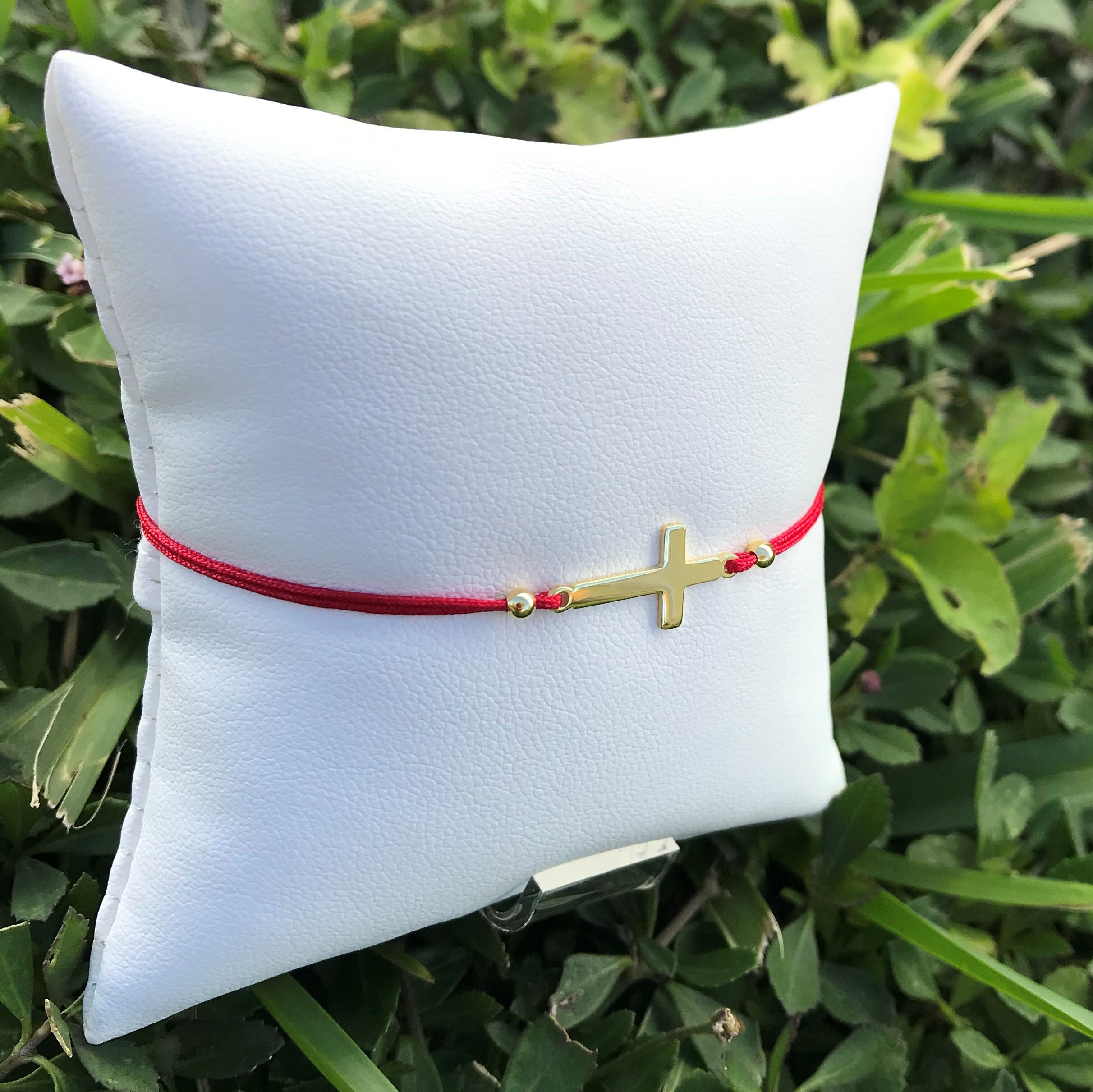 Gold Cross Bracelet. Plain Cross Bracelet. Adjustable String | Etsy