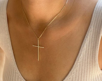Big Gold Cross Necklace - Etsy