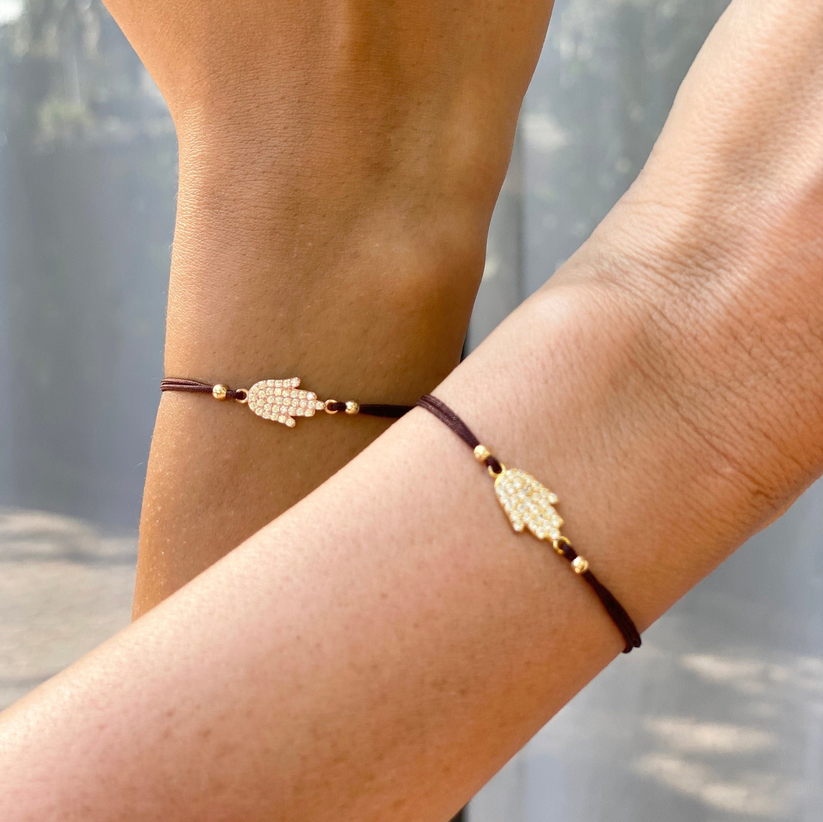 Hamsa Cz Bracelet. Red String Bracelet. Adjustable String - Etsy UK
