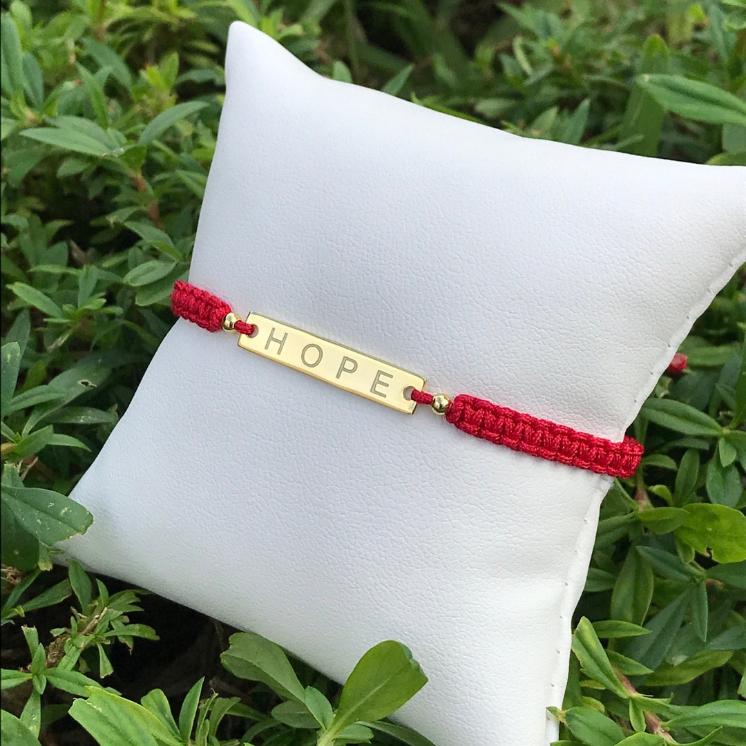 Hope Bar Bracelet. Adjustable String Bracelet. Gold Hope Bar Bracelet ...