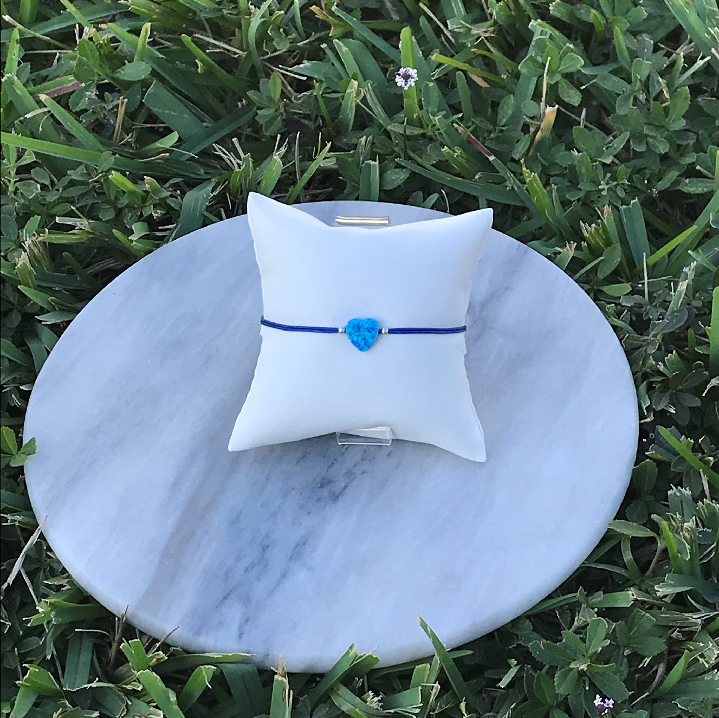 Blue Opal Heart Bracelet. Opal Heart Charm. Small Heart | Etsy