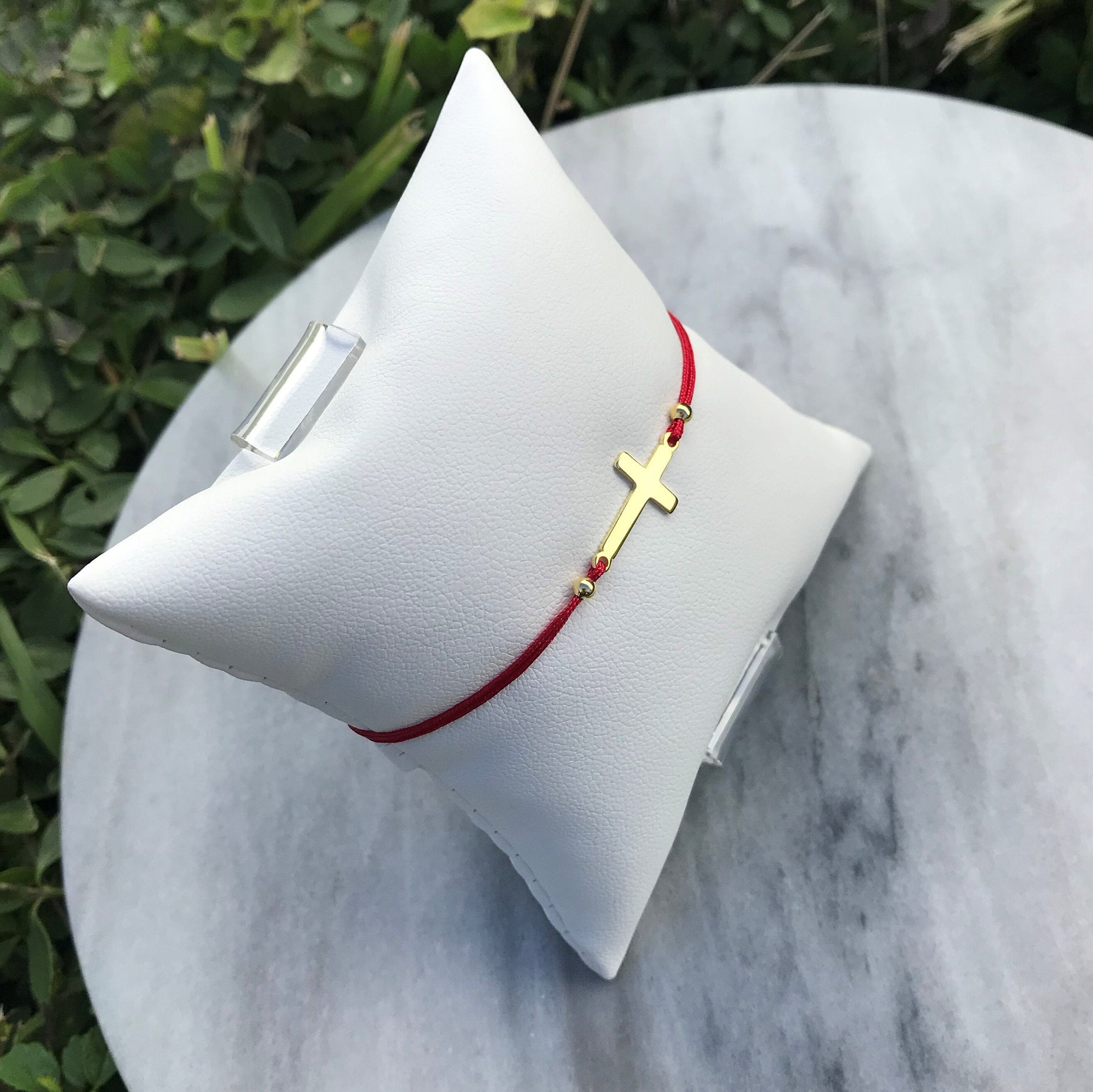 Gold Cross Bracelet. Plain Cross Bracelet. Adjustable String | Etsy