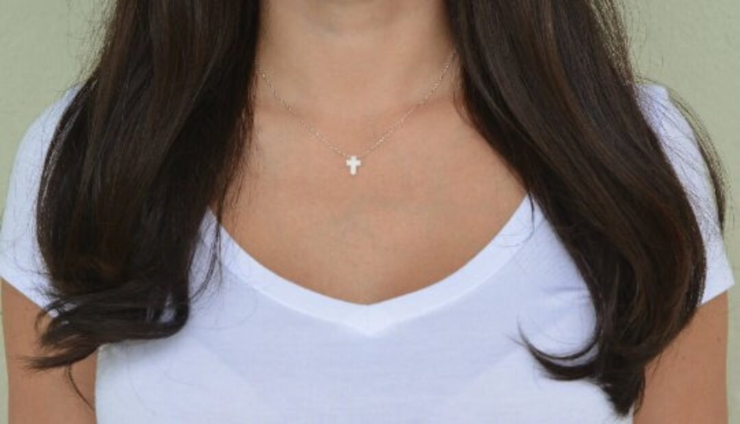 Sterling Silver Mini Opal Cross Necklace. Sterling Silver Gold-plated ...