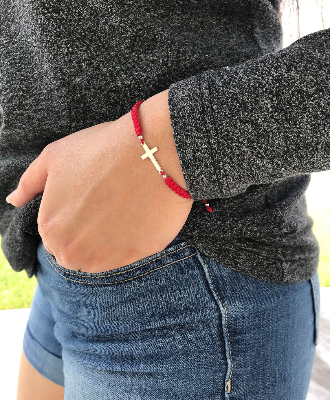 Gold Cross Bracelet. Plain Cross Bracelet. Adjustable String | Etsy