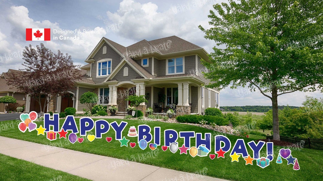 Blue Happy Birthday Letters Yard Card Sets 24 Tall Etsy
