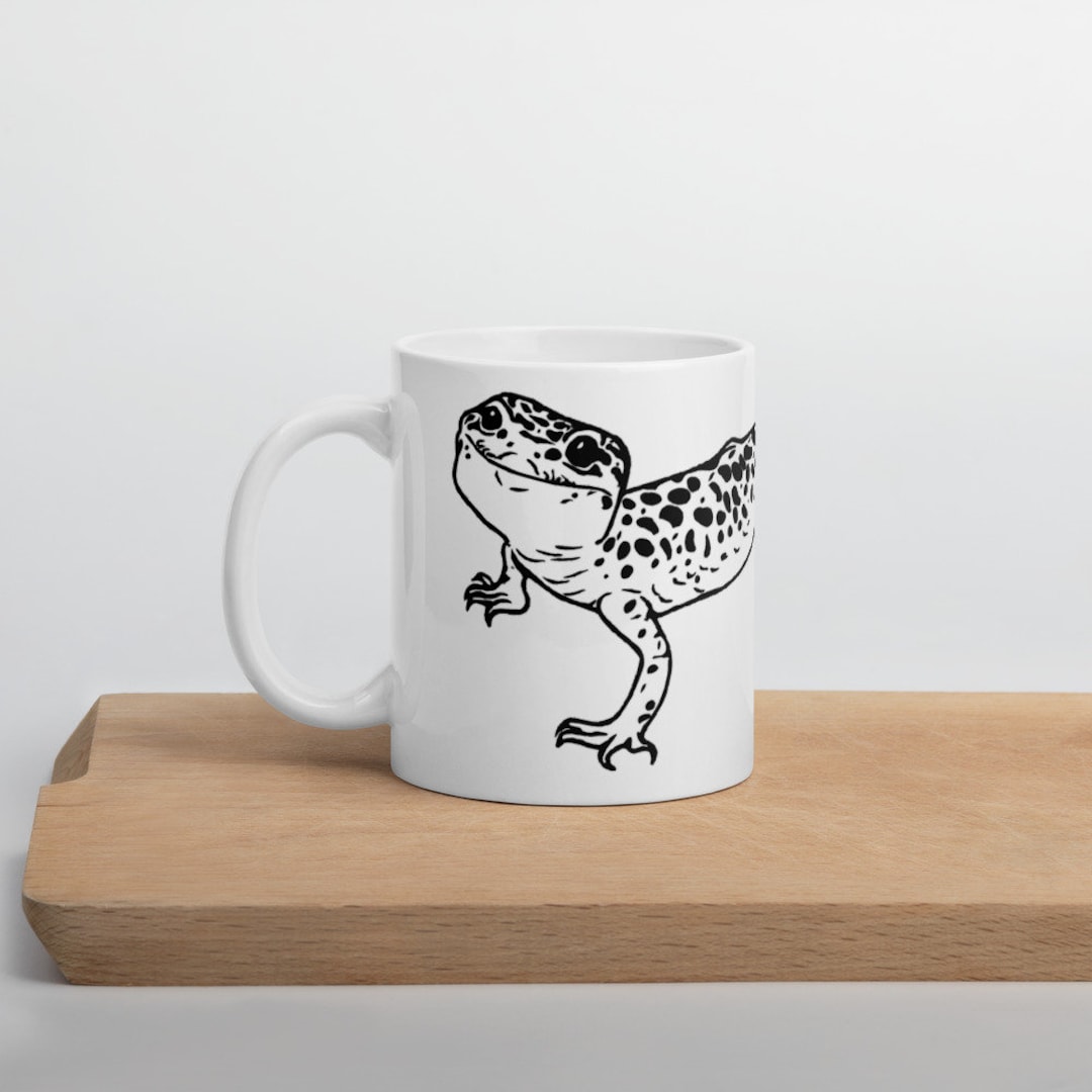 Leopard Gecko Mug, Gecko Coffee Cup, Leopard Gecko Gift, White Glossy ...