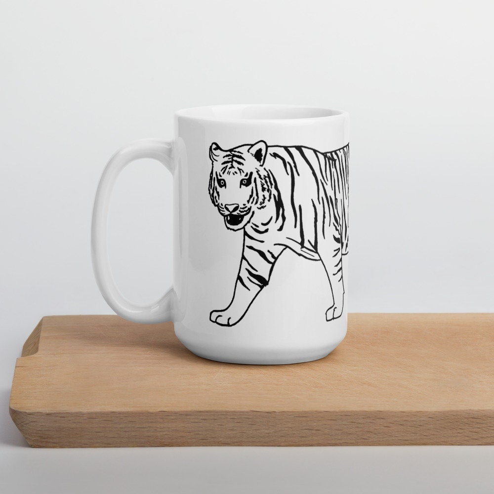 Tiger Mug Tiger Coffee Cup Tiger Gift Big Cat Mug White - Etsy UK