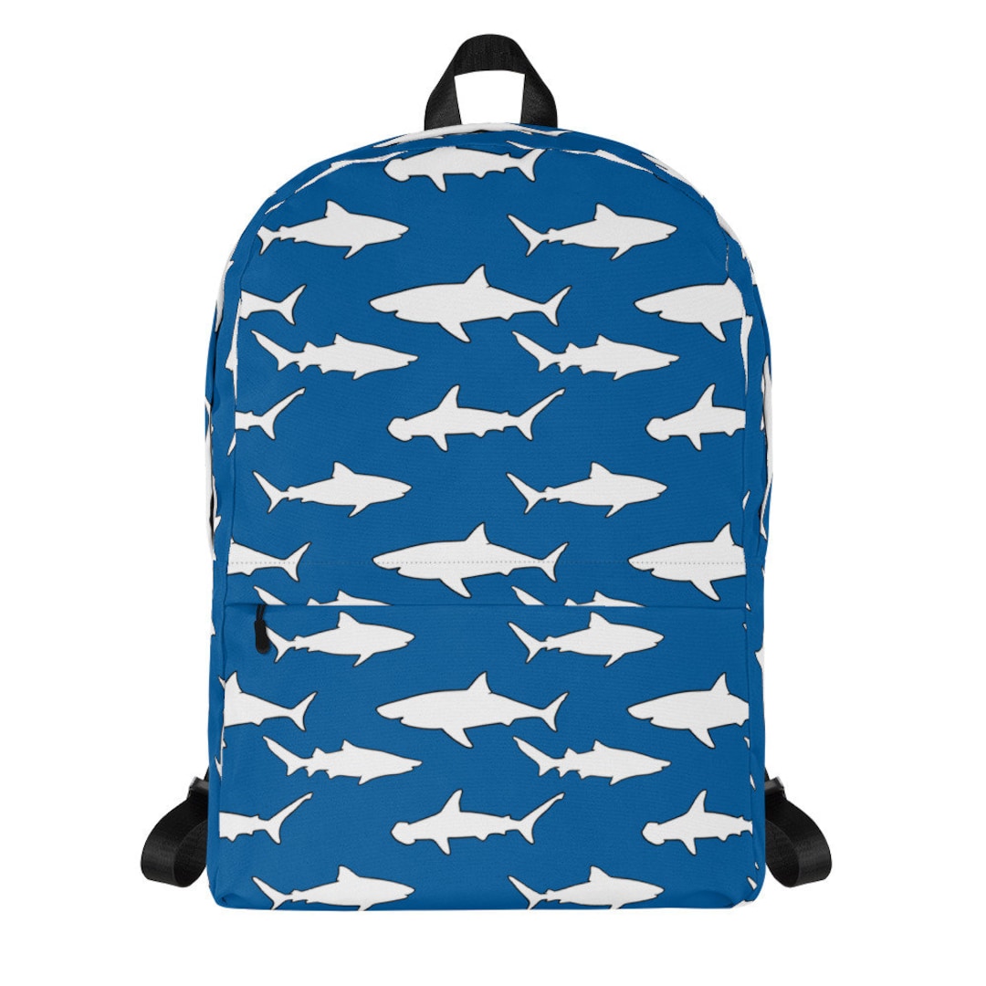 Shark Backpack, Blue Shark Book Bag, Gift, Elasmobranch, Hammerhead ...