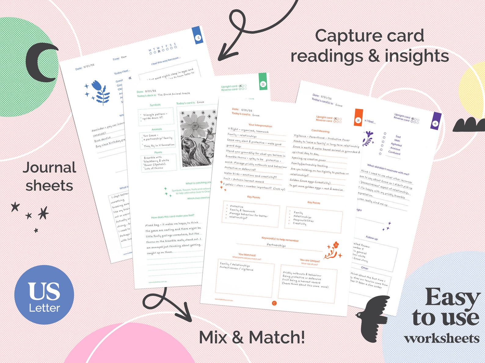 Printable Rainbow Oracle Card Worksheets - Rainbow Edition (US Letter ...