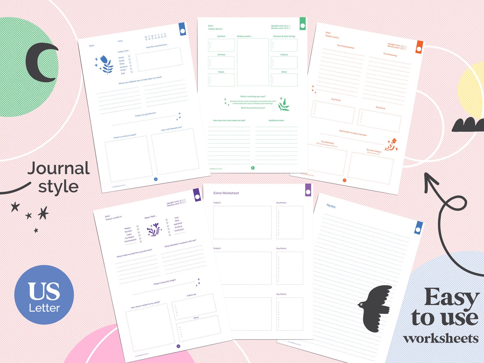 Printable Rainbow Oracle Card Worksheets - Rainbow Edition (US Letter ...