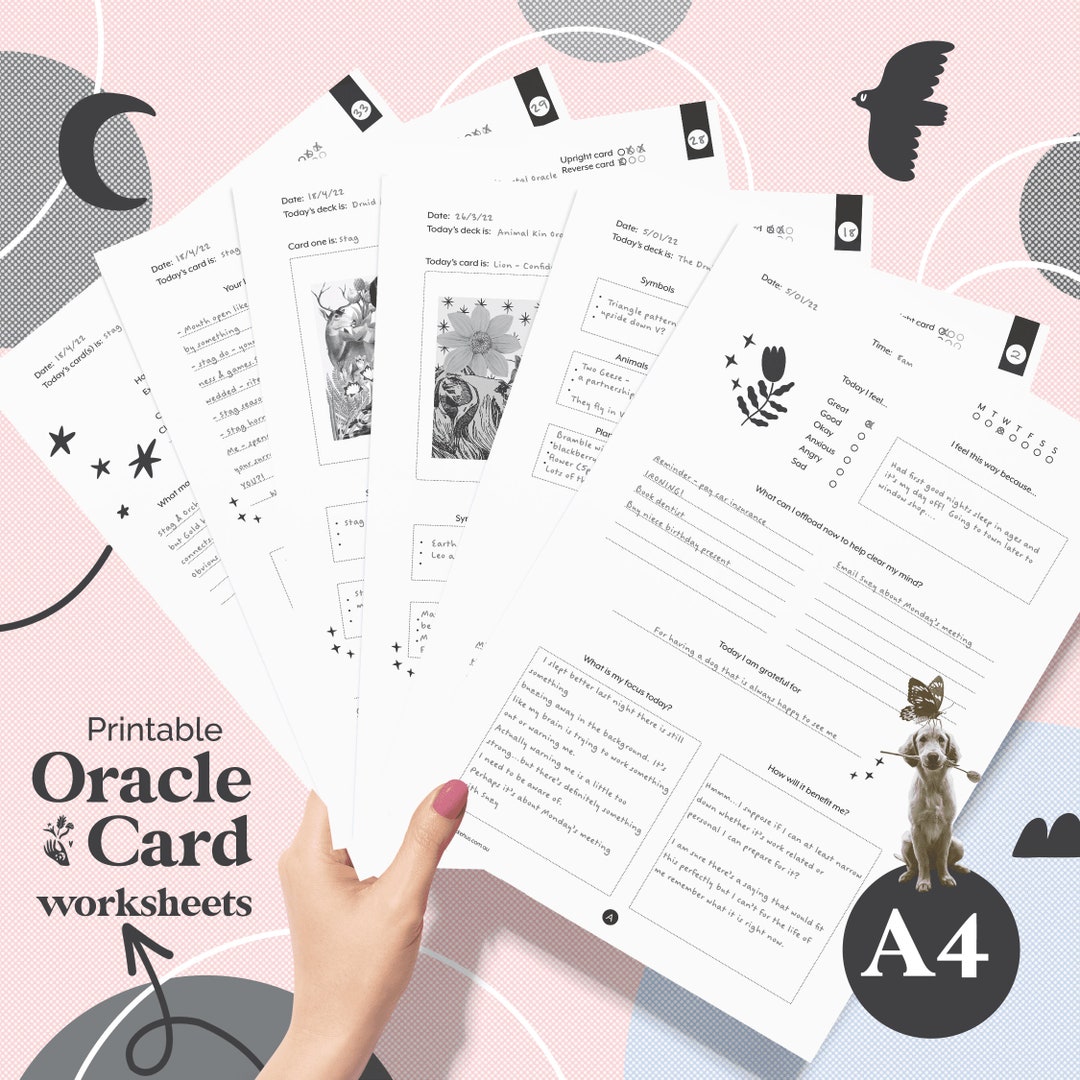 Printable Oracle Card Worksheets - Black Edition (A4) - Etsy