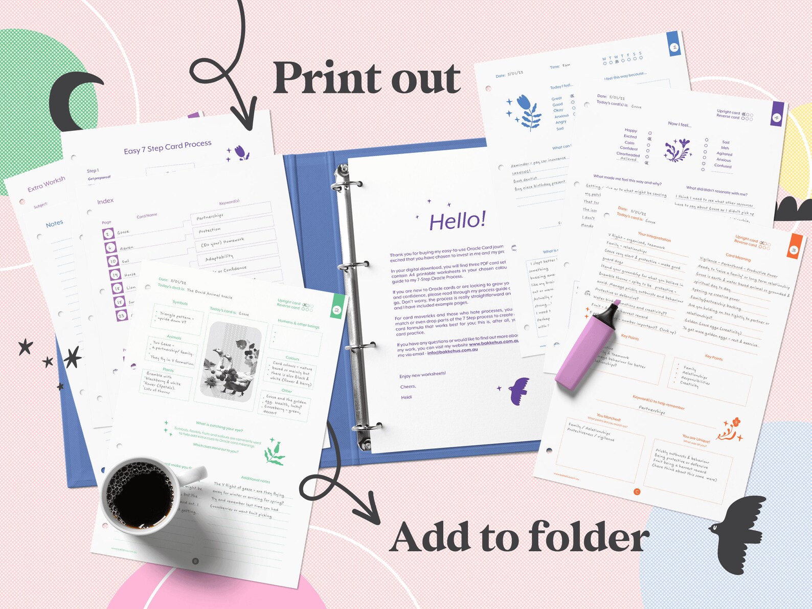 Printable Rainbow Oracle Card Worksheets - Rainbow Edition (US Letter ...
