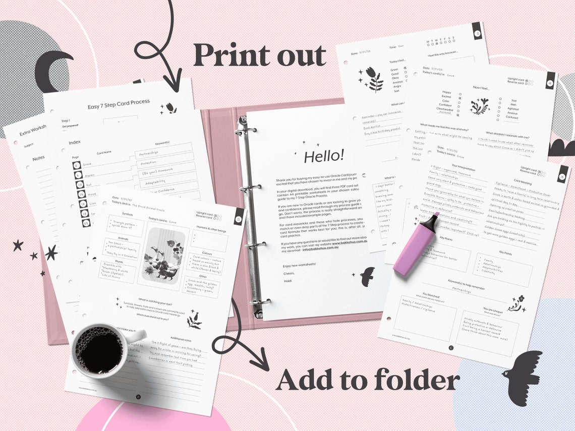 Printable Oracle Card Worksheets - Black Edition (US Letter) - Etsy