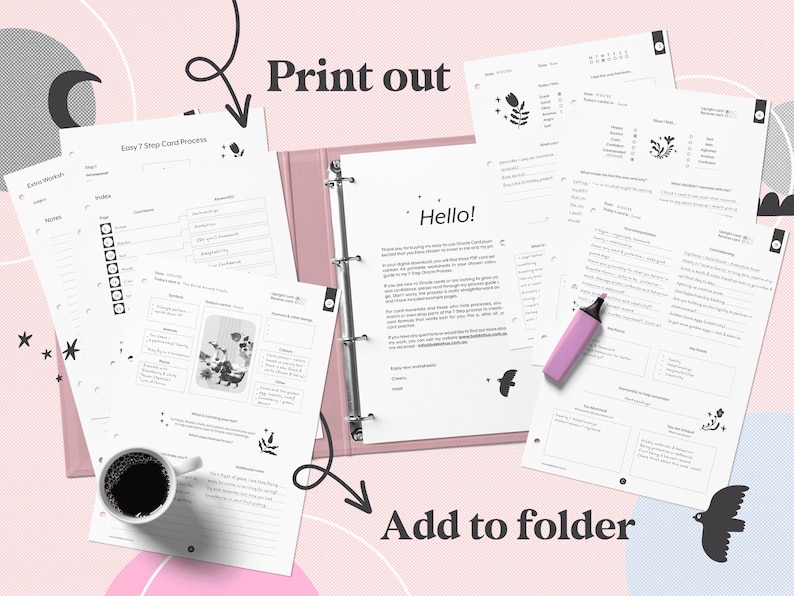 Printable Oracle Card Worksheets - Black Edition (US Letter) - Etsy