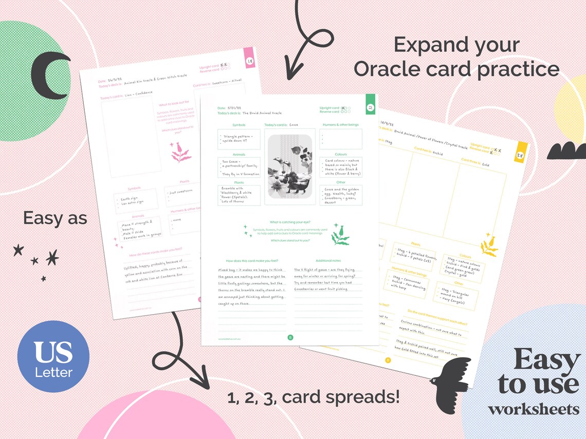 Printable Rainbow Oracle Card Worksheets Rainbow Edition US Letter - Etsy