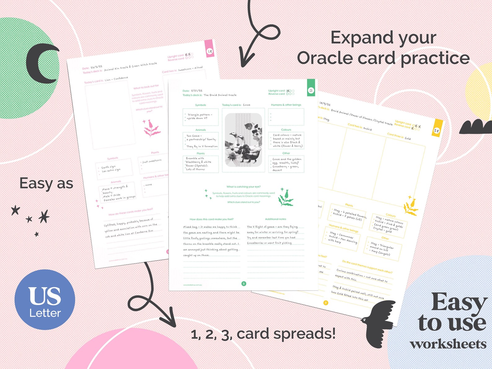 Printable Rainbow Oracle Card Worksheets Rainbow Edition US Letter - Etsy