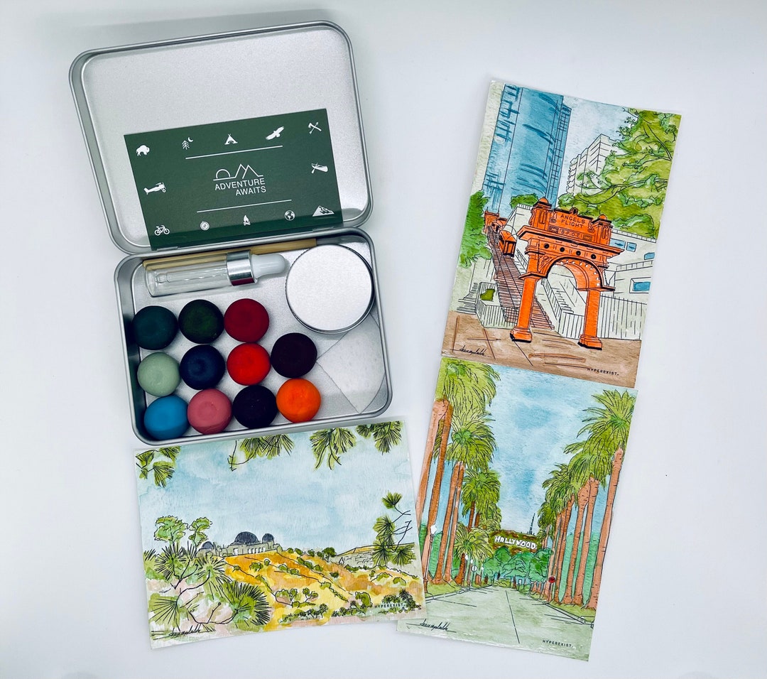Los Angeles Watercolor Painting Kit: Handmade Travel Art Set- Grande 11 ...