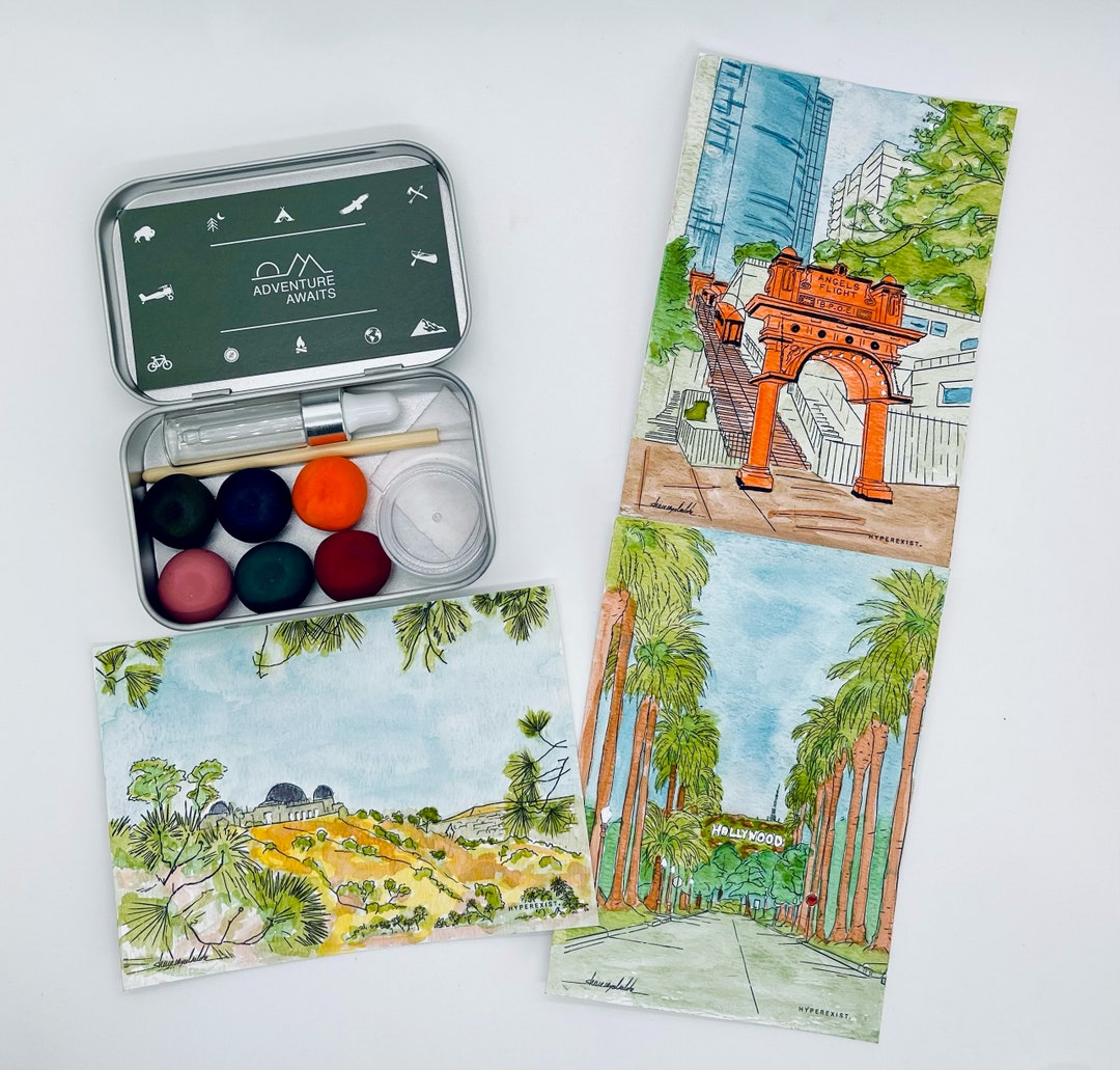 Los Angeles Watercolor Painting Kit: Travel Art Set With Sketches ...