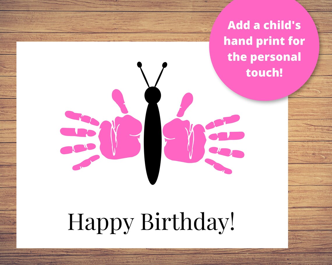 Happy Birthday | Handprint or Footprint Printable Card | Birthday Gift ...