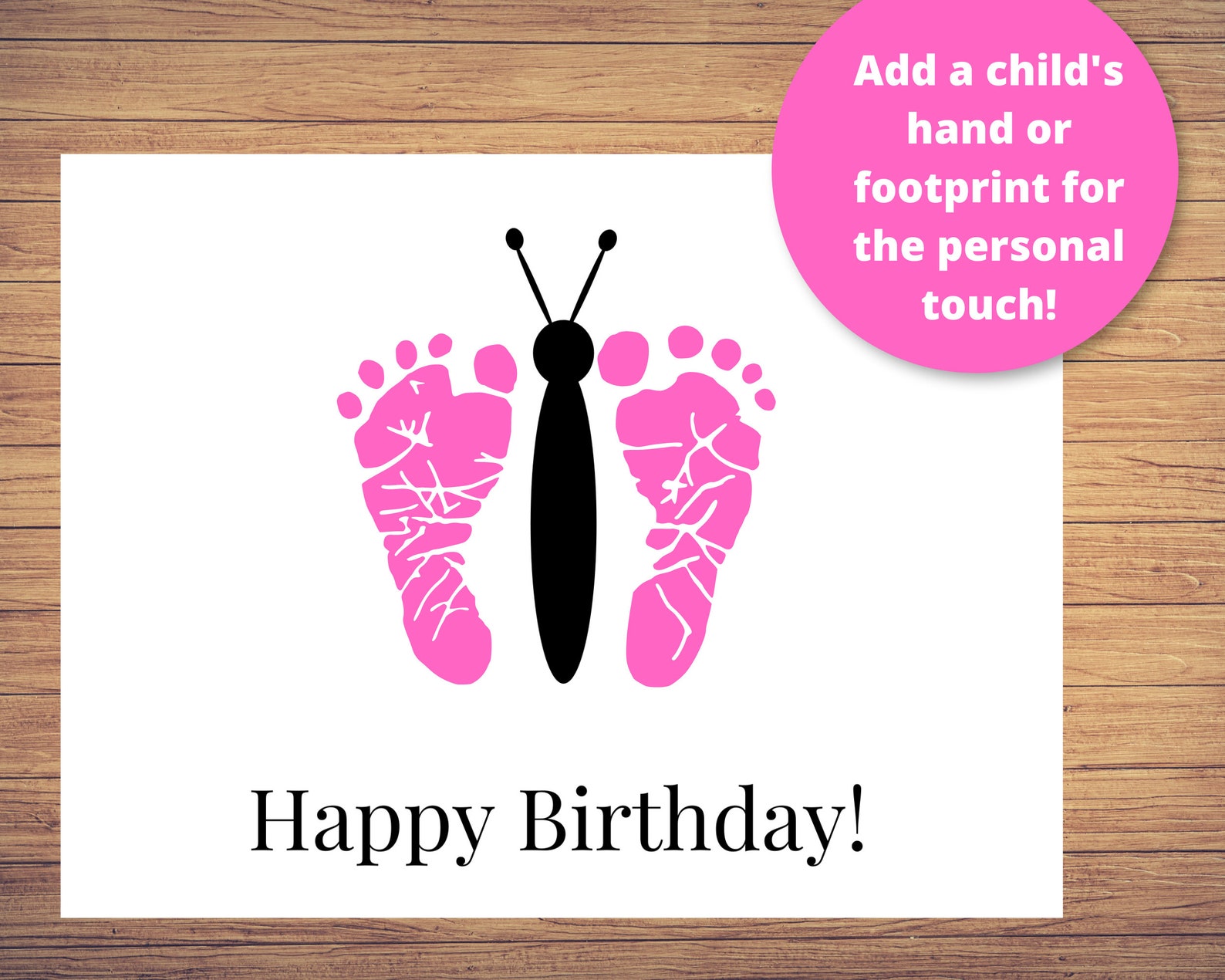 Happy Birthday | Handprint or Footprint Printable Card | Birthday Gift ...