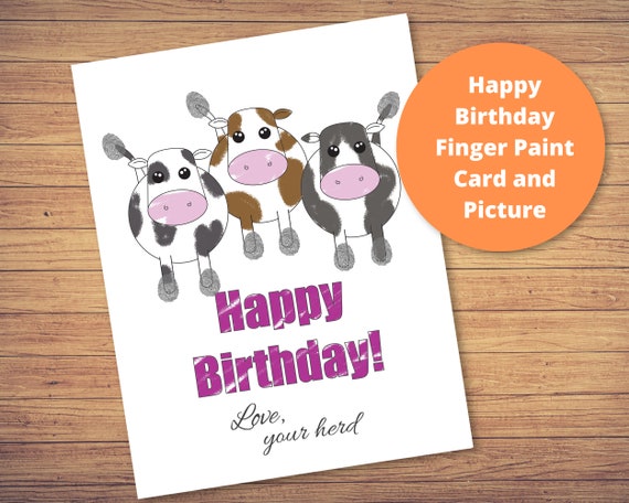 Happy Birthday Handmade Fingerprint Printable Card | Etsy